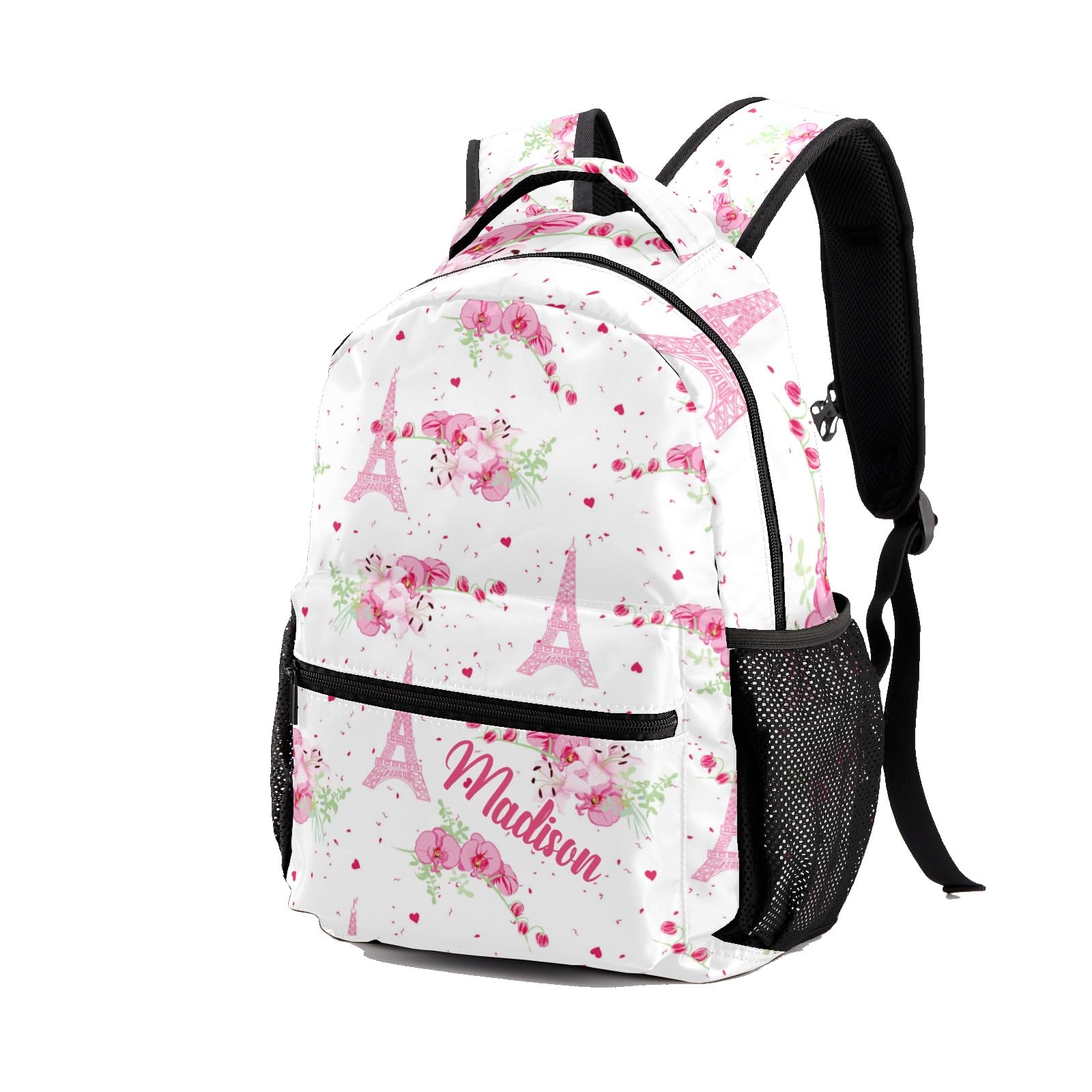 Liveweike Custom Kids Backpack,Romantic Pink Floral Personalized Kid's School Bookbags Bag for Gift Girl Boy Children