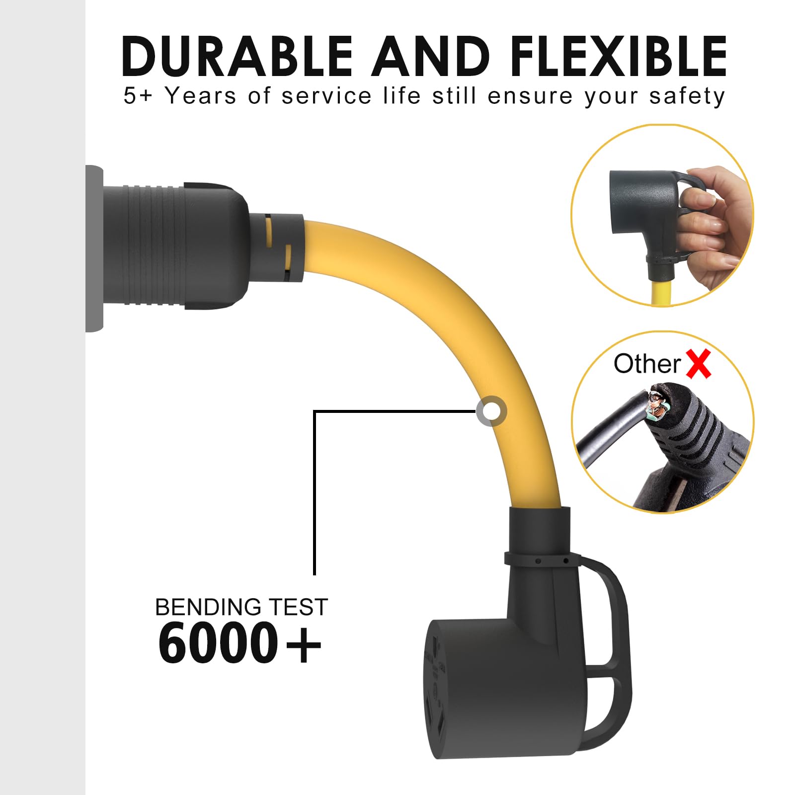 4 Prong 30 Amp Twist Lock Adapter, Generator to RV Adapter Cord with Handle, L14-30P Twist Lock Male to TT-30R Female, Heavy Duty STW 10 AWG for Generator to RV Trailer Camper