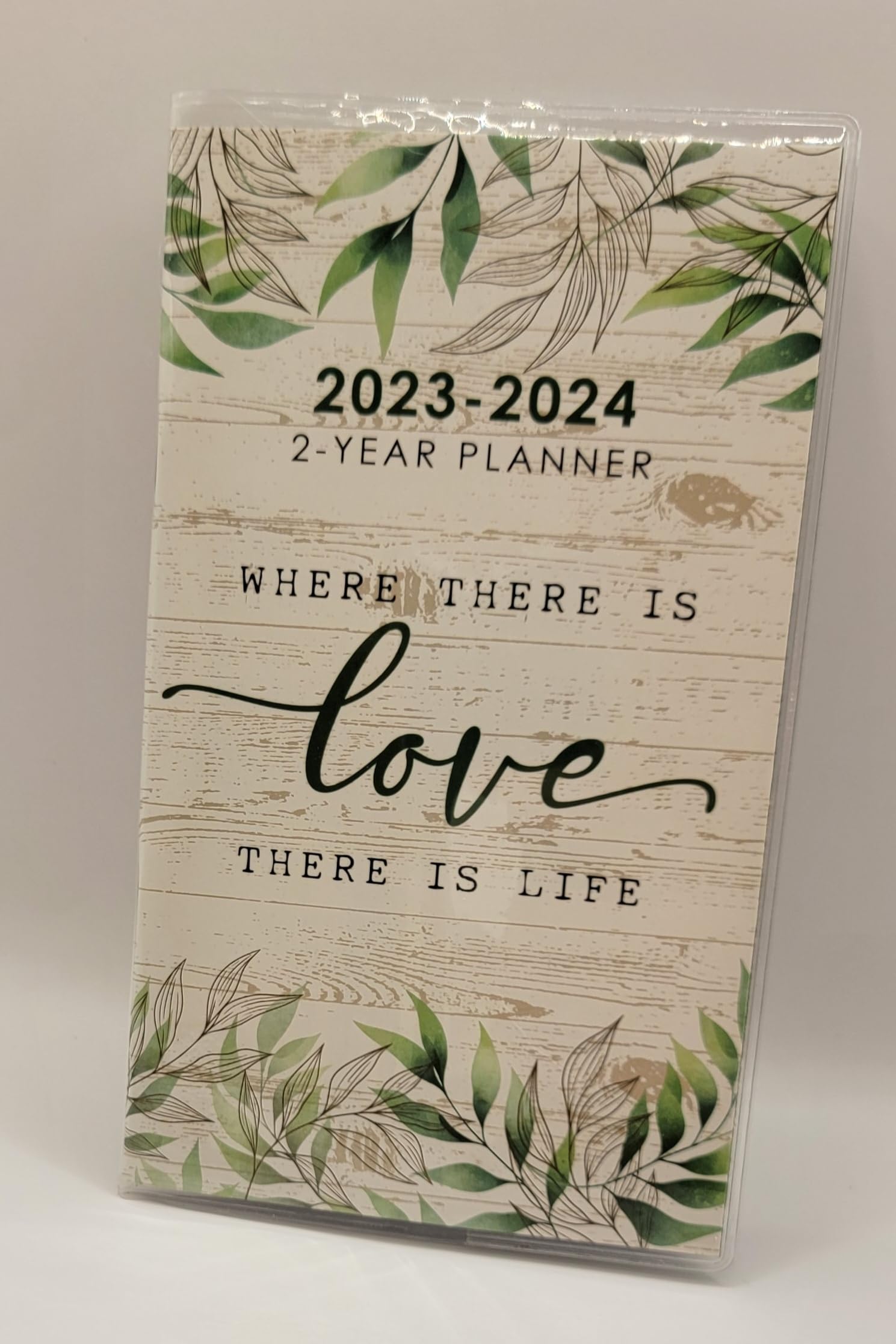 NB Jot Scenic 2 Year Miniature Monthly Calendar Planner Book For 2023-2024 (Where There Is Love There Is Life) Convenient School Business Personsl Use Beautiful Flowers.