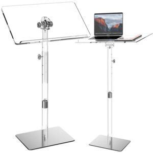 ultra clear acrylic pulpit podium stand | modern portable pulpits for churches pastors modern school classroom lecterns | music wedding event reception (height adjustable-24'x16')