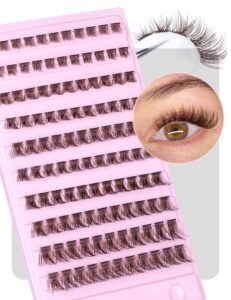 brown lash clusters, individual lashes with brown color, 110pcs dark brown lash extension natural look cluster lashes diy eyelashes extensions by goddvenus