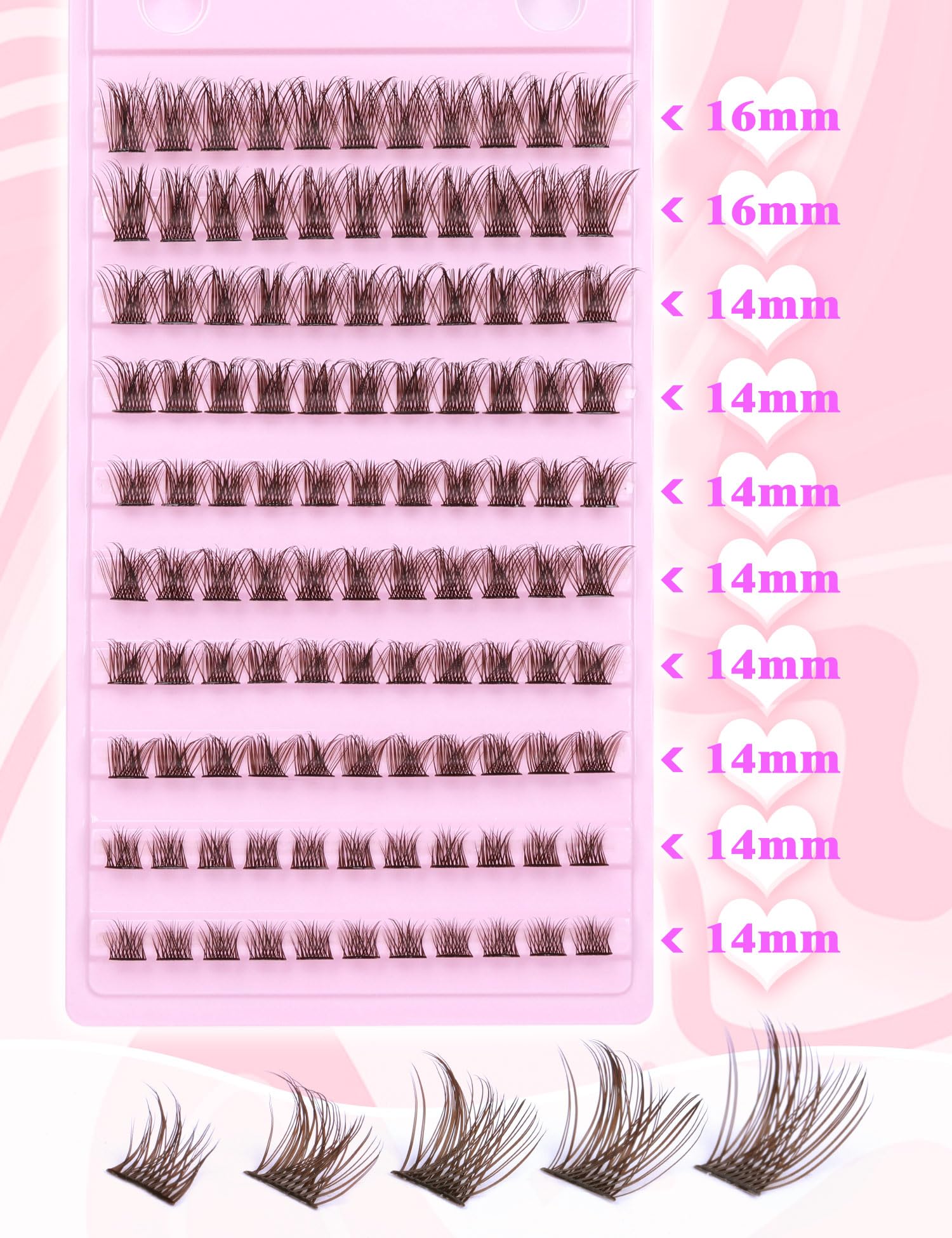 Brown Lash Clusters, Individual Lashes with Brown Color, 110pcs Dark Brown Lash Extension Natural Look Cluster Lashes DIY Eyelashes Extensions by Goddvenus