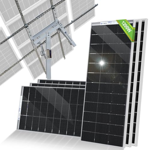 ECO-WORTHY 1200W Solar Tracker System: 6pcs Bifacial 195W Monocrystalline Solar Panels, Dual-Axis Solar Tracking Kit with Tracker Controller for Shed Farm Yard Hut Field and Any Off-Grid