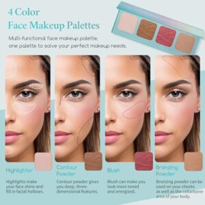 Color Nymph Contour Palette Eyeshadow Face Makeup Palette For Teens Beginners Makeup Set Included Highlighter, Blush, Bronzer, Contour Powder with Mirror For Girl Vegan Cruelty Free