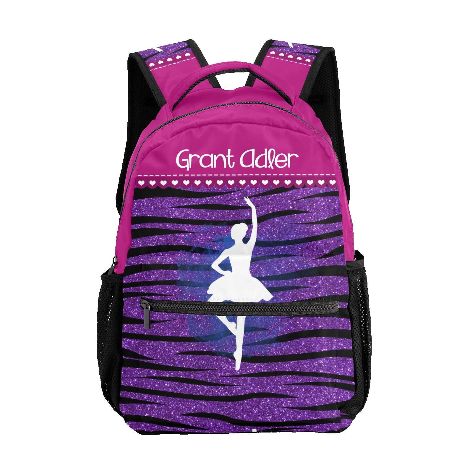 Ballet Dancing Glitter Personalized Kids for Boy/Girl Teen Primary School Daypack Travel Bag Bookbag