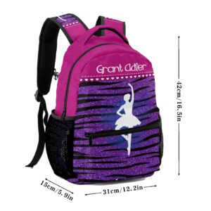 Ballet Dancing Glitter Personalized Kids for Boy/Girl Teen Primary School Daypack Travel Bag Bookbag