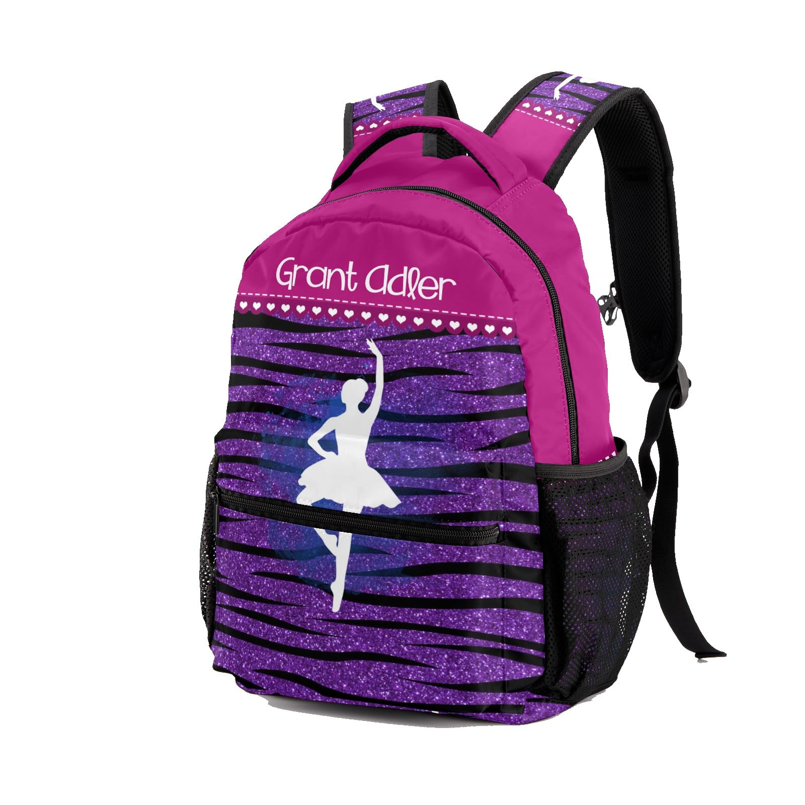 Ballet Dancing Glitter Personalized Kids for Boy/Girl Teen Primary School Daypack Travel Bag Bookbag