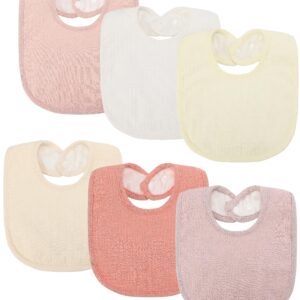 Sea Zaela Muslin Baby Bibs 6 Pack Baby Bandana Drool Bibs Cotton for Baby Boys Girls, 6 Colors Set for Teething and Drooling Pink