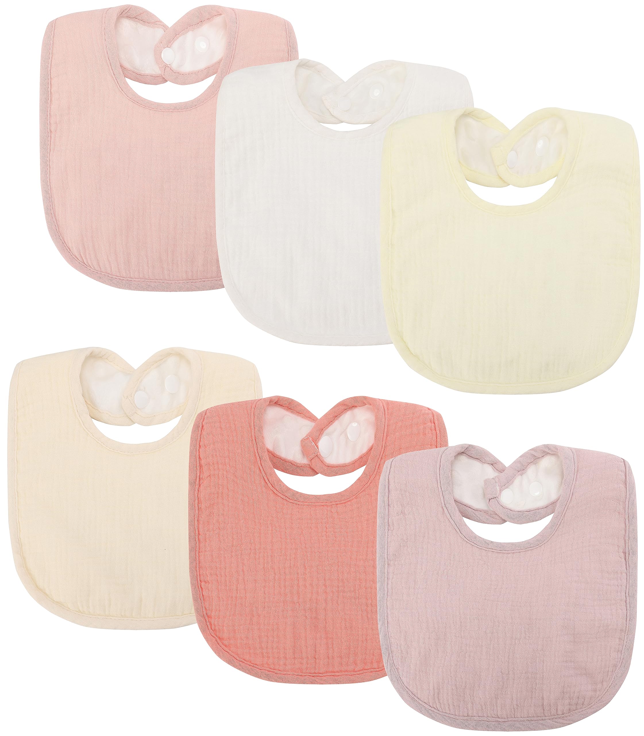 Sea Zaela Muslin Baby Bibs 6 Pack Baby Bandana Drool Bibs Cotton for Baby Boys Girls, 6 Colors Set for Teething and Drooling Pink