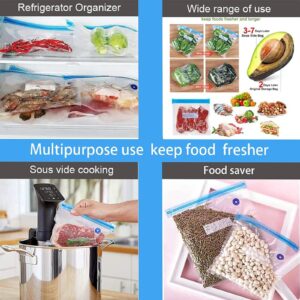 Sous Vide Bags 31Pcs, Reusable BPA Free Vacuum Sealer Bags (8.5 * 8.5in) Vacuum Food Storage Bags for Cooking/Food Storage/Microwave Heating - 24Pcs Vacuum Zipper Bags & 2 Seal Clips & 5 Air Valves