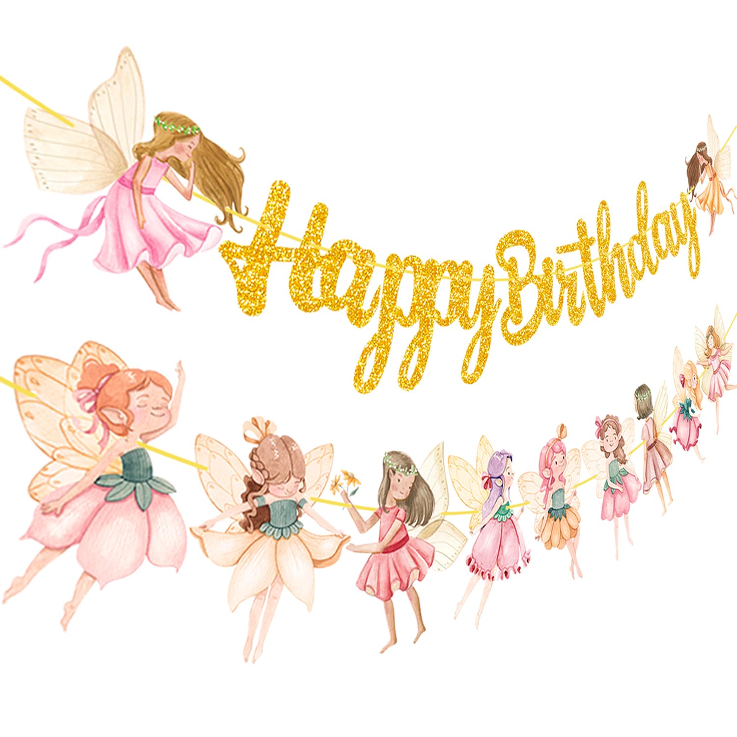 Fairy Birthday Party Banner Flower Fairy Banners Fairies Party Banners Fairy Birthday Party Decorations for Fairy Tale Theme Baby Shower Supplies