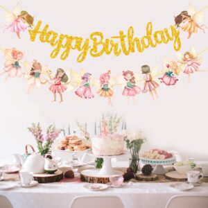 Fairy Birthday Party Banner Flower Fairy Banners Fairies Party Banners Fairy Birthday Party Decorations for Fairy Tale Theme Baby Shower Supplies