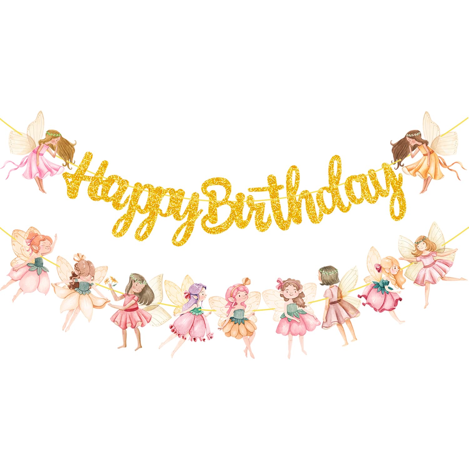 Fairy Birthday Party Banner Flower Fairy Banners Fairies Party Banners Fairy Birthday Party Decorations for Fairy Tale Theme Baby Shower Supplies