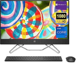 hp 27" fhd all-in-one desktop, intel core i7-1255u processor, 32gb ram 1tb ssd, wifi, bluetooth, webcam, wireless keyboard & mouse, windows 11 pro, black