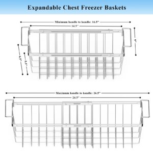 Orgneas Freezer Baskets for Chest Freezer, Expandable Deep Freezer Organizer Bins Wire Basket Storage Adjustable From 16.5" to 26.5", Stainless Steel Over the Sink Dish Drying Rack for Kitchen