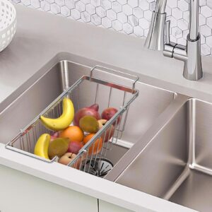 Orgneas Freezer Baskets for Chest Freezer, Expandable Deep Freezer Organizer Bins Wire Basket Storage Adjustable From 16.5" to 26.5", Stainless Steel Over the Sink Dish Drying Rack for Kitchen