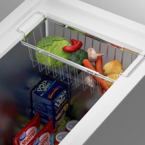 Orgneas Freezer Baskets for Chest Freezer, Expandable Deep Freezer Organizer Bins Wire Basket Storage Adjustable From 16.5" to 26.5", Stainless Steel Over the Sink Dish Drying Rack for Kitchen