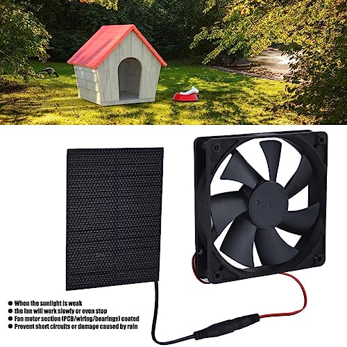 Solar Panel Fan Single Fan, Professional Solar Powered Exhaust Fan Kit Weatherproof Ventilation with Solar Panel Kit for Chicken Coops Greenhouses Sheds Pet Houses 3W 4.7x4.7in Fan