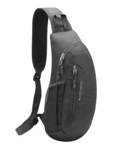 gisdanchz sling bag for men women sling backpack small slim sling bags cross body bag for women men crossbody shoulder chest bag travel hiking daypack sling bag with water bottle holder, dark gray