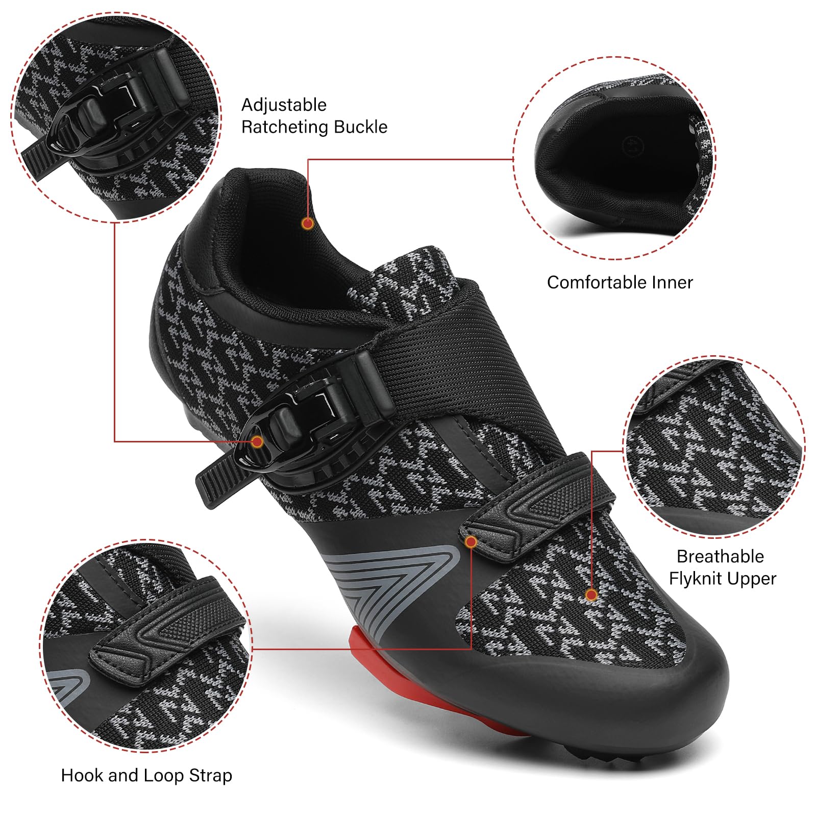 Unisex Cycling Shoes for Men Women Compatible with Peloton Bike Shoes with Delta Cleats for Road Biking Indoor Outdoor Pedal Black 44