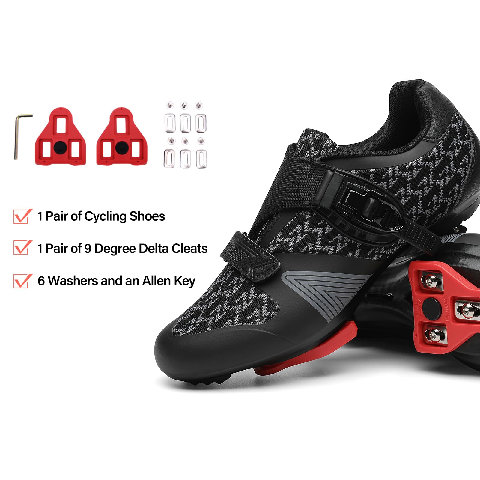 Unisex Cycling Shoes for Men Women Compatible with Peloton Bike Shoes with Delta Cleats for Road Biking Indoor Outdoor Pedal Black 44