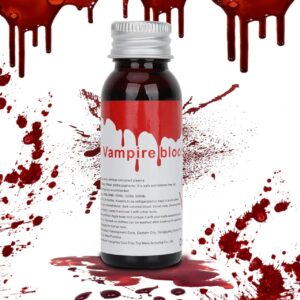 halloween fake blood washable, realistic effects fake blood for scar wound and clothes,easy dry flow fake blood for eyes drips nose bleeds, for cosplay sfx zombie vampire special effects,dark