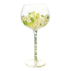 stsqtcukt hand-painted wine glass cocktail glass flowers artisan painted 15oz personalized gift for women (pear)