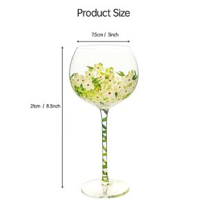 STSQTCUKT Hand-painted Wine Glass Cocktail Glass Flowers Artisan Painted 15oz Personalized Gift for Women (Pear)