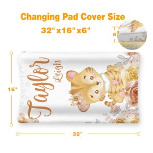 Custom Changing Pad Cover Set - Jersey Knit Comfy CozyUltra Soft Unisex Diaper Changing Table Covers with Personalized Name for Baby Boys Girls - Waterproof Ultra Soft 4 Pcs Set Style22