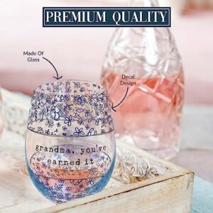 Pavilion Gift Company - Grandma-18 ounce Stemless Wine Glass, Grandma Gifts From Grandkids, Mothers Day Gifts For Mimi, Women, Her, Gifts For Nana, 1 Count, Pack of 1, 5.5 x 3.5 inches