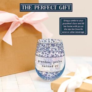 Pavilion Gift Company - Grandma-18 ounce Stemless Wine Glass, Grandma Gifts From Grandkids, Mothers Day Gifts For Mimi, Women, Her, Gifts For Nana, 1 Count, Pack of 1, 5.5 x 3.5 inches