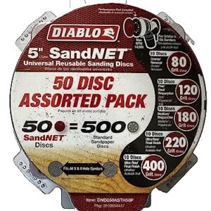 Diablo 5 inch SandNET Reusable Sanding Discs - 50 Disc Assorted Pack