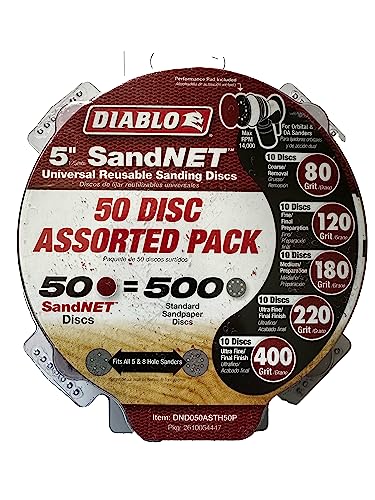 Diablo 5 inch SandNET Reusable Sanding Discs - 50 Disc Assorted Pack