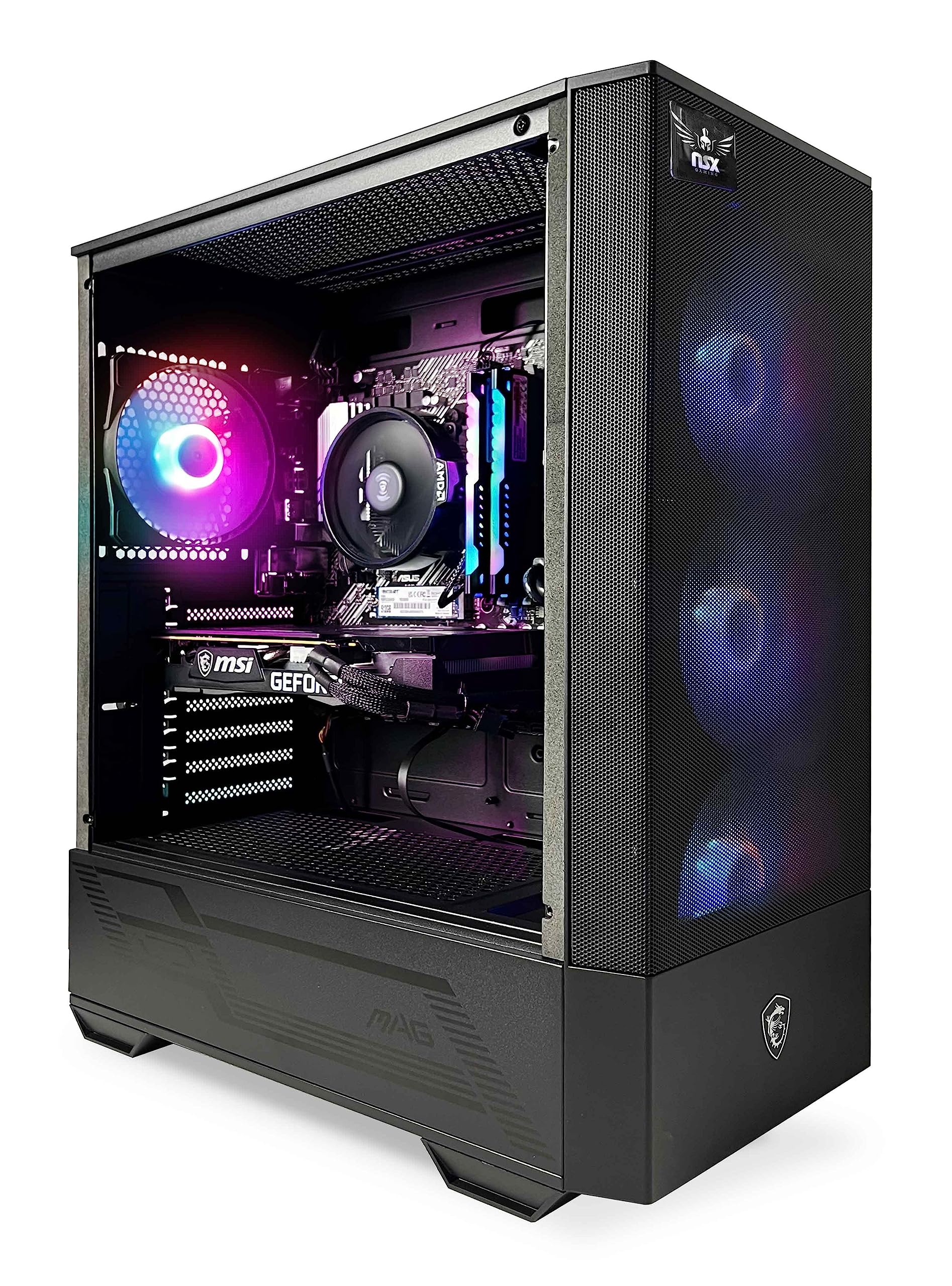 NSX GAMING Desktop PC Ryzen 5 5500,16 GB RAM,SSD 512 gb, RTX 3060,USB-C, Hdmi,Mouse and Keyboard Gamer, Win 11, Built in USA 12 Month Warranty on prebuilt Gaming pc WiFi Ready