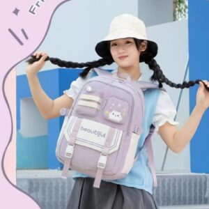 ORTROLA Kawaii Backpack with Cute Accessories Cute Outdoor Zipper Bag with Pendant Large Capacity