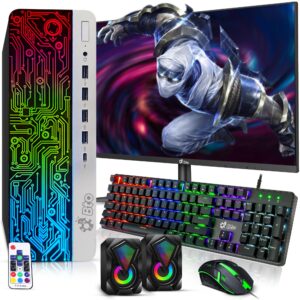 hp rgb gaming desktop pc bundle - intel core i7 6th gen, 16gb ddr4 ram, 512gb ssd, radeon rx - 550 4gb gddr5, new 24 inch monitor - prebuilt gaming computer, rgb set - windows 10 pro (renewed)