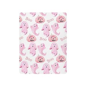 Mazeann Halloween Ghosts Pink Crib Sheets Soft Breathable Fitted Baby Crib Sheets Mattress Cover for Girl Boys, 52" x 28" x 9"