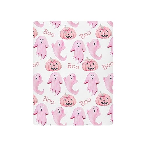 Mazeann Halloween Ghosts Pink Crib Sheets Soft Breathable Fitted Baby Crib Sheets Mattress Cover for Girl Boys, 52" x 28" x 9"