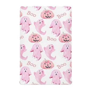 Mazeann Halloween Ghosts Pink Crib Sheets Soft Breathable Fitted Baby Crib Sheets Mattress Cover for Girl Boys, 52" x 28" x 9"