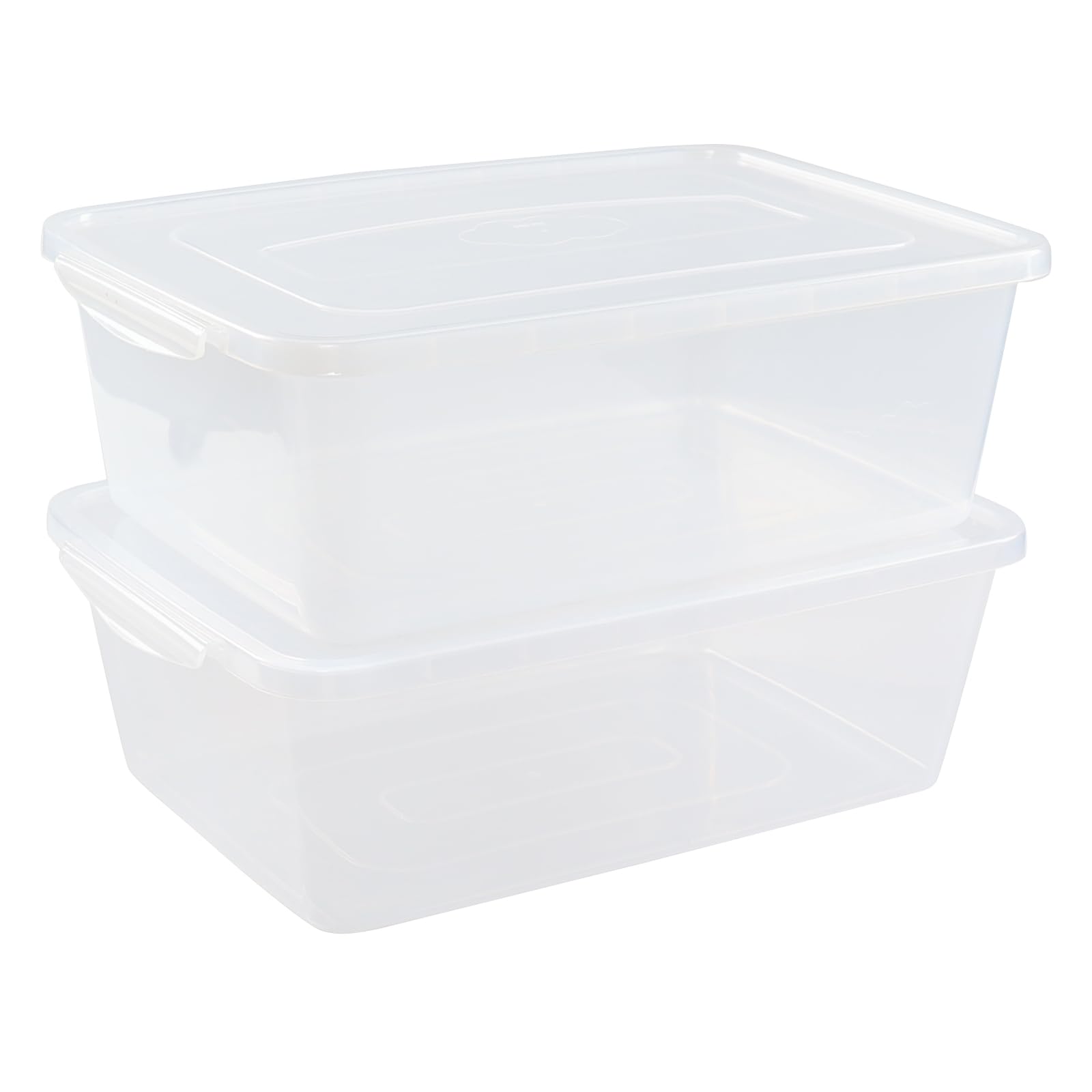 Utiao 16 Quart Clear Latching Bin with Lid, 2 Pack Multiuse Plastic Container Box