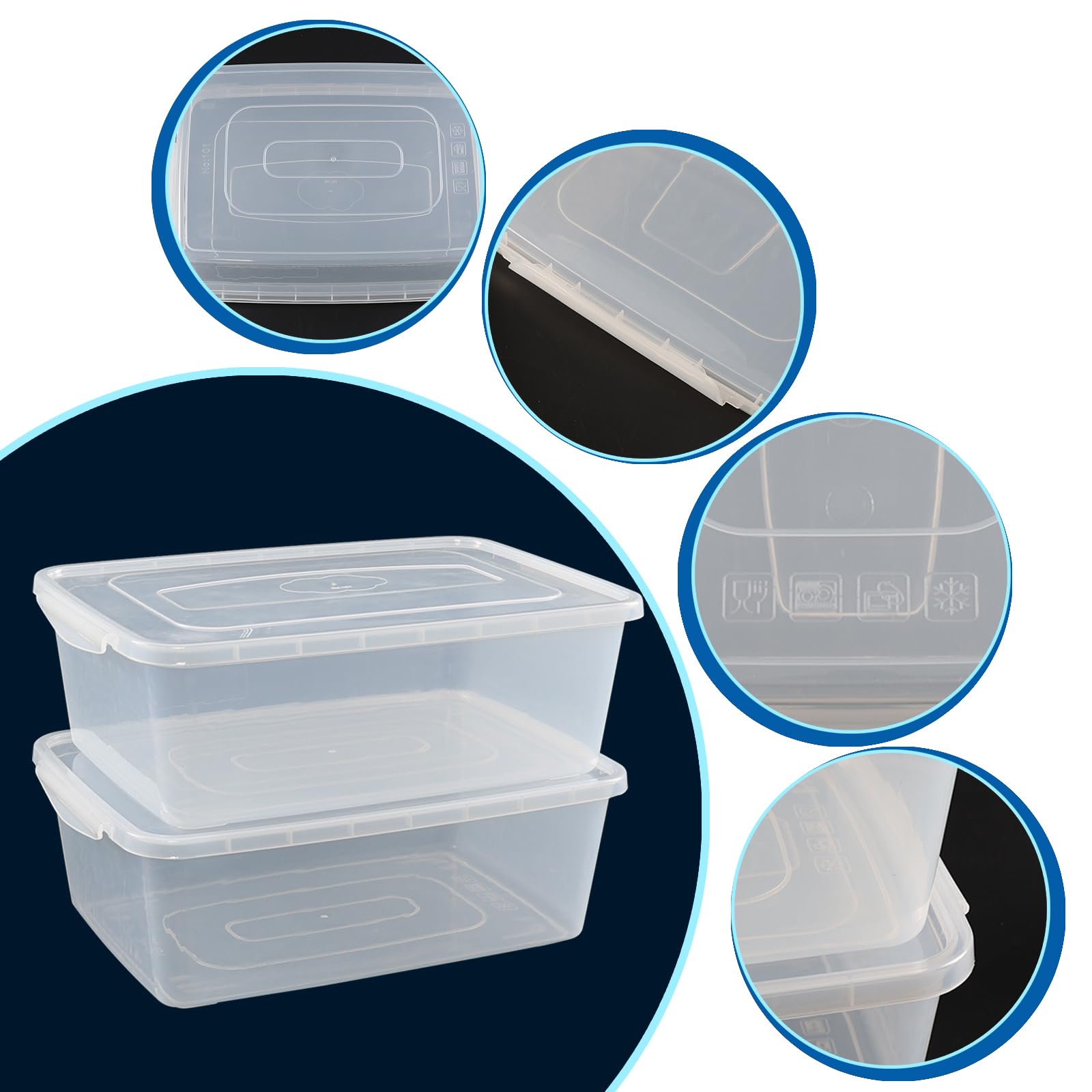 Utiao 16 Quart Clear Latching Bin with Lid, 2 Pack Multiuse Plastic Container Box