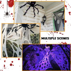 ANYGIFT DIY Halloween Spider Web Cloth Decorations,10 x 5.33Ft Stretchy Spiderweb for Halloween, Spooky Giant Spider Web Decorations for Outside House Halloween Outdoor Decor(White)