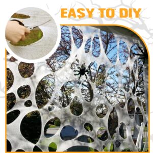 ANYGIFT DIY Halloween Spider Web Cloth Decorations,10 x 5.33Ft Stretchy Spiderweb for Halloween, Spooky Giant Spider Web Decorations for Outside House Halloween Outdoor Decor(White)