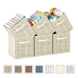 6 pack fabric storage cubes with handle, foldable 11 inch cube storage bins, storage baskets for shelves, storage boxes for organizing closet bins