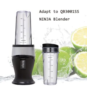 16oz Replacement Cups for Ninja QB3001SS Fit Compact Personal Blender, with Lids- 2 Pack.