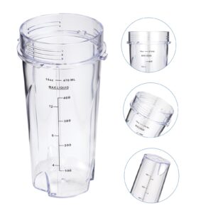 16oz Replacement Cups for Ninja QB3001SS Fit Compact Personal Blender, with Lids- 2 Pack.