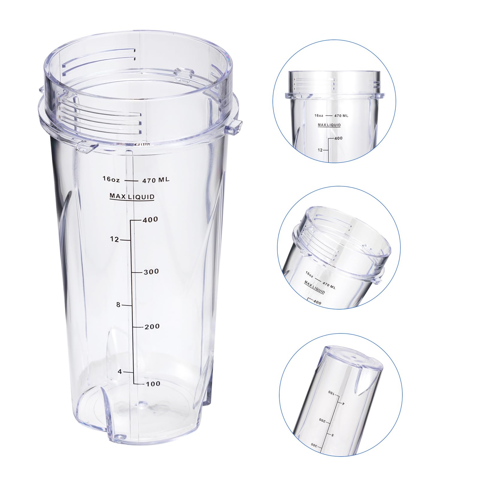 16oz Replacement Cups for Ninja QB3001SS Fit Compact Personal Blender, with Lids- 2 Pack.