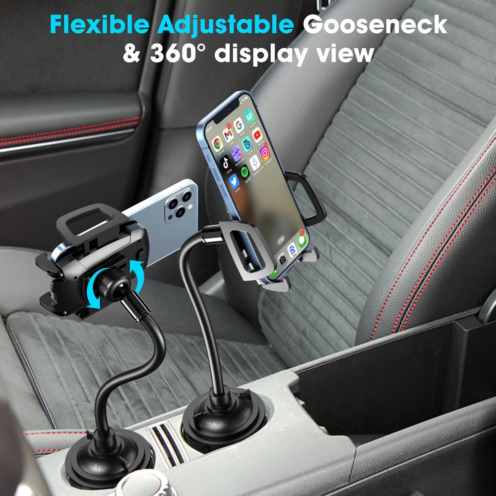 USBERG Cup Holder Mobile Phone Holder, Upgraded Universal Cup Holder, Adjustable, Expandable Base, Suitable for car Trucks, Compatible with iPhone, Samsung, Google, and All Phones