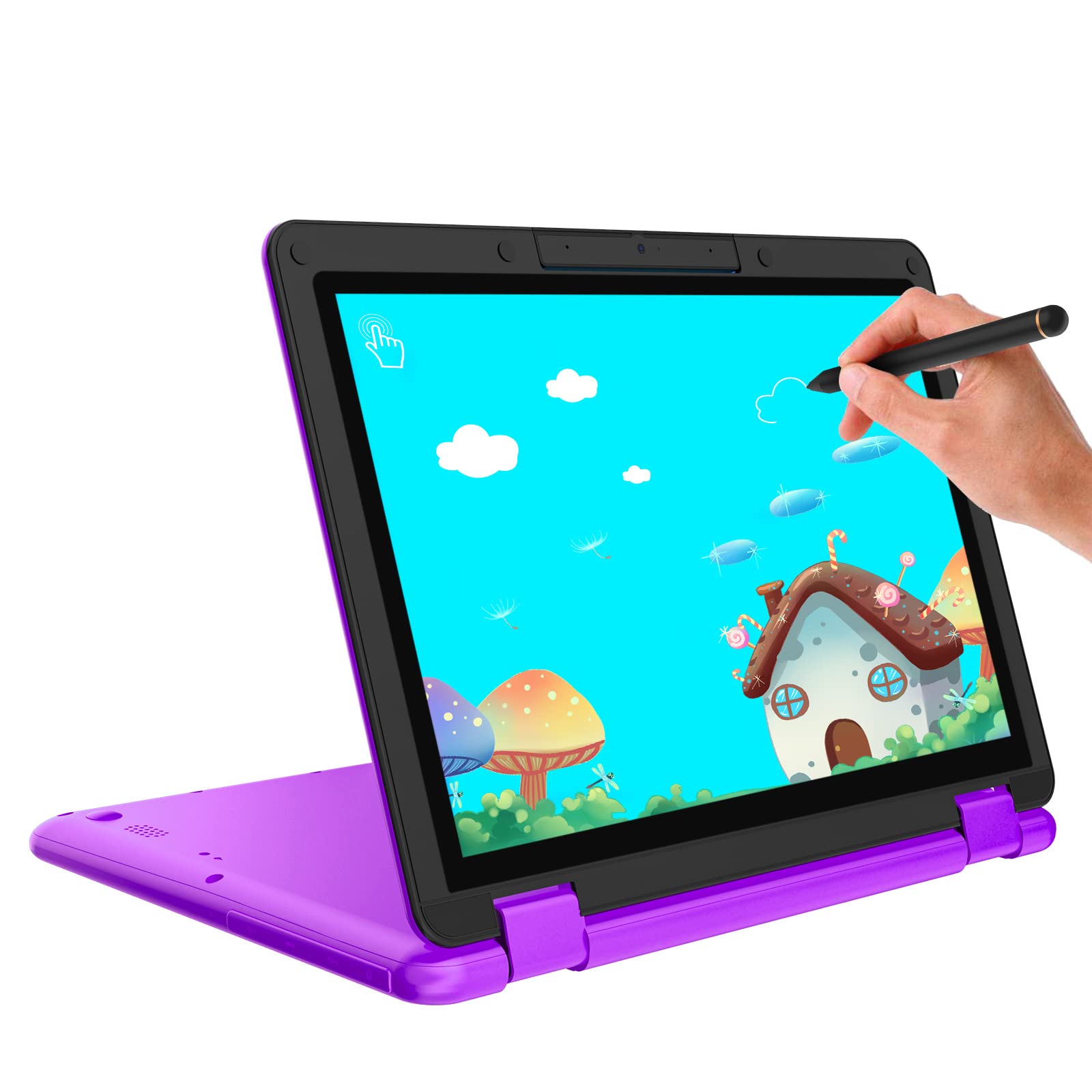 AWOW Purple Touchscreen 2 in 1 Laptop, 11.6" FHD Purple Intel 4 Core Celeron N4120 Processor 6GB RAM 256GB M.2 SSD Storage Kids Gift Convertible Laptop