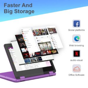 AWOW Purple Touchscreen 2 in 1 Laptop, 11.6" FHD Purple Intel 4 Core Celeron N4120 Processor 6GB RAM 256GB M.2 SSD Storage Kids Gift Convertible Laptop